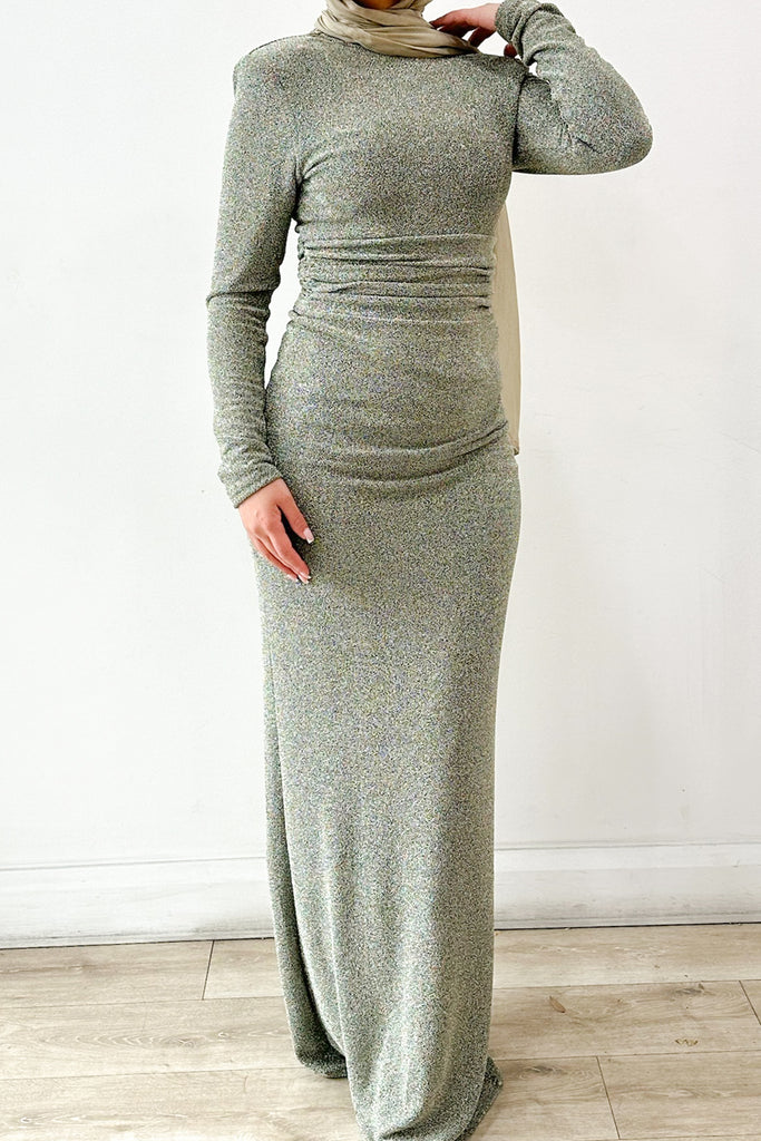 Amani Fitted Stretch Metallic Dress Gold by Fatima K Designs For Hire | High St. Hire