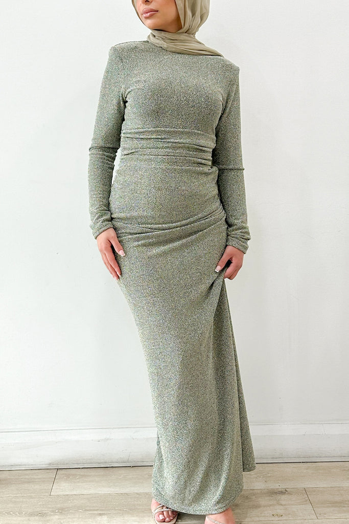 Amani Fitted Stretch Metallic Dress Gold by Fatima K Designs For Hire | High St. Hire
