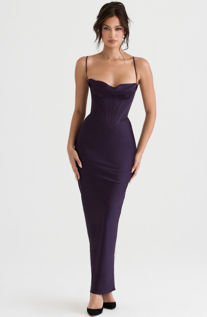 Charmaine Night Shade Corset Maxi Dress by House of CB | High St. Hire