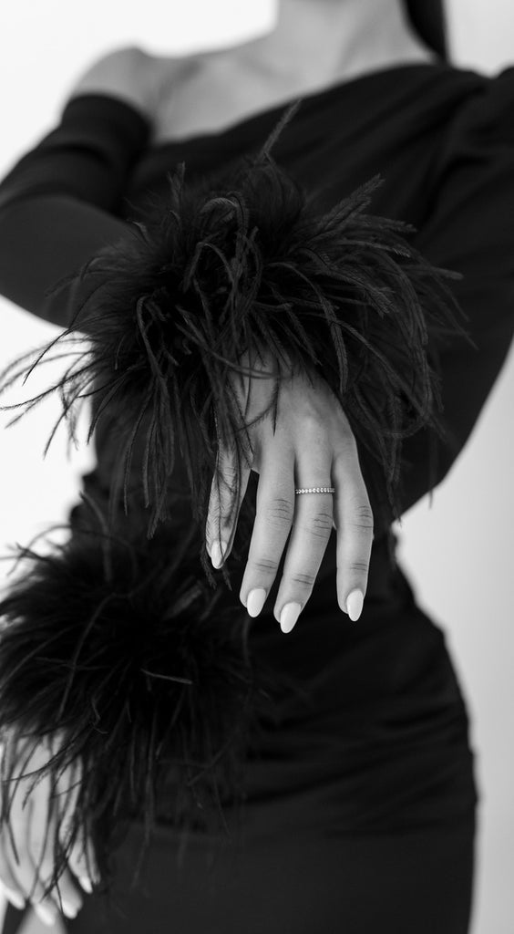 Alyssa Feather Gown Black by HSH For Hire | High St. Hire